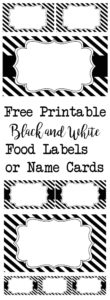 Black and White Food Labels or Name Cards - Paper Trail Design