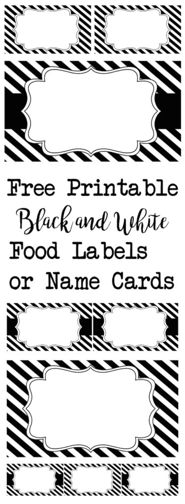 Black and White Food Labels or Name Cards - Paper Trail Design