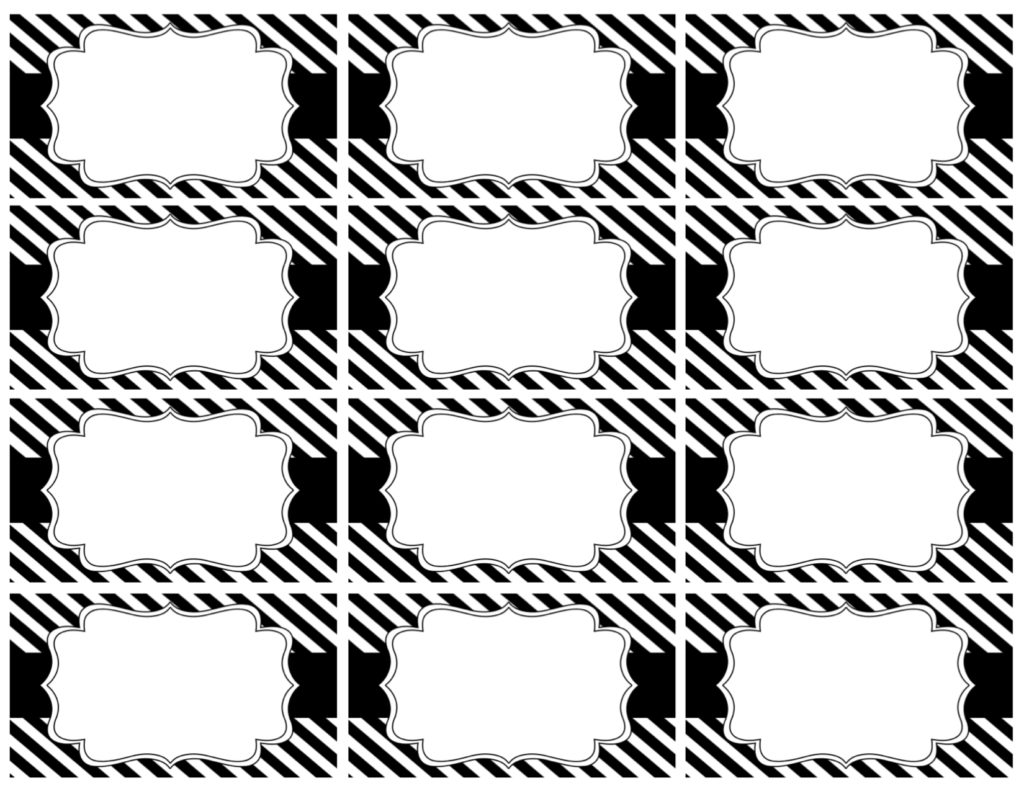 Black and White Food Labels or Name Cards - Paper Trail Design