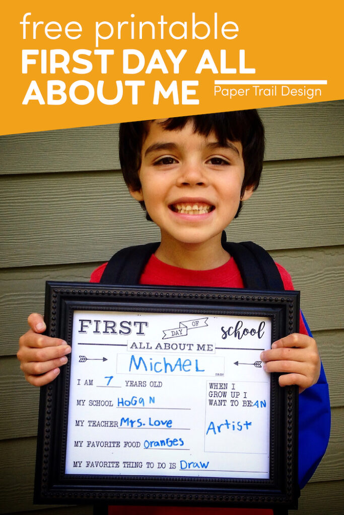 First Day of School All About Me Sign - Paper Trail Design