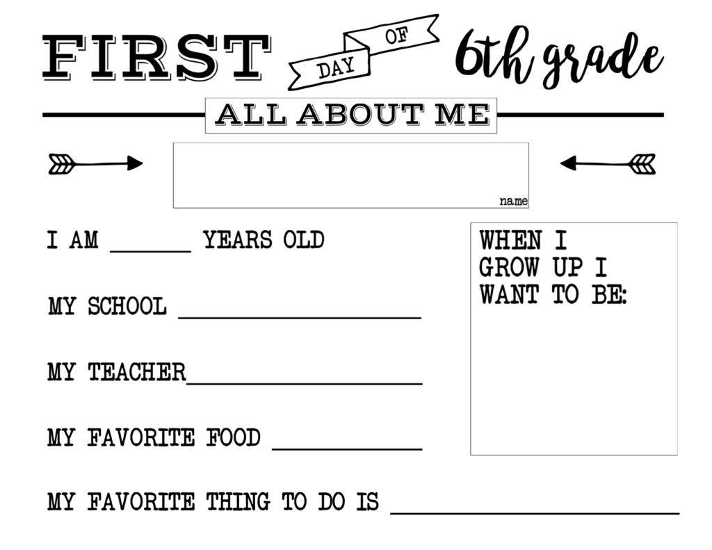 First Day of School All About Me Sign - Paper Trail Design