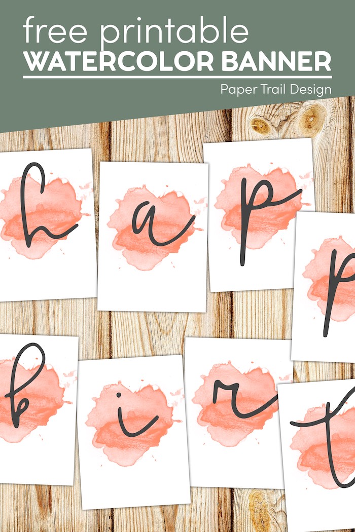 Coral Watercolor Banner Free Printable - Paper Trail Design