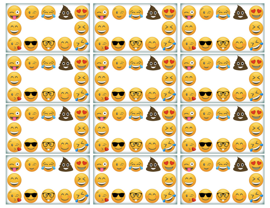 Emoji Labels, Emoji Place Cards, Emoji Food Labels - Paper Trail Design