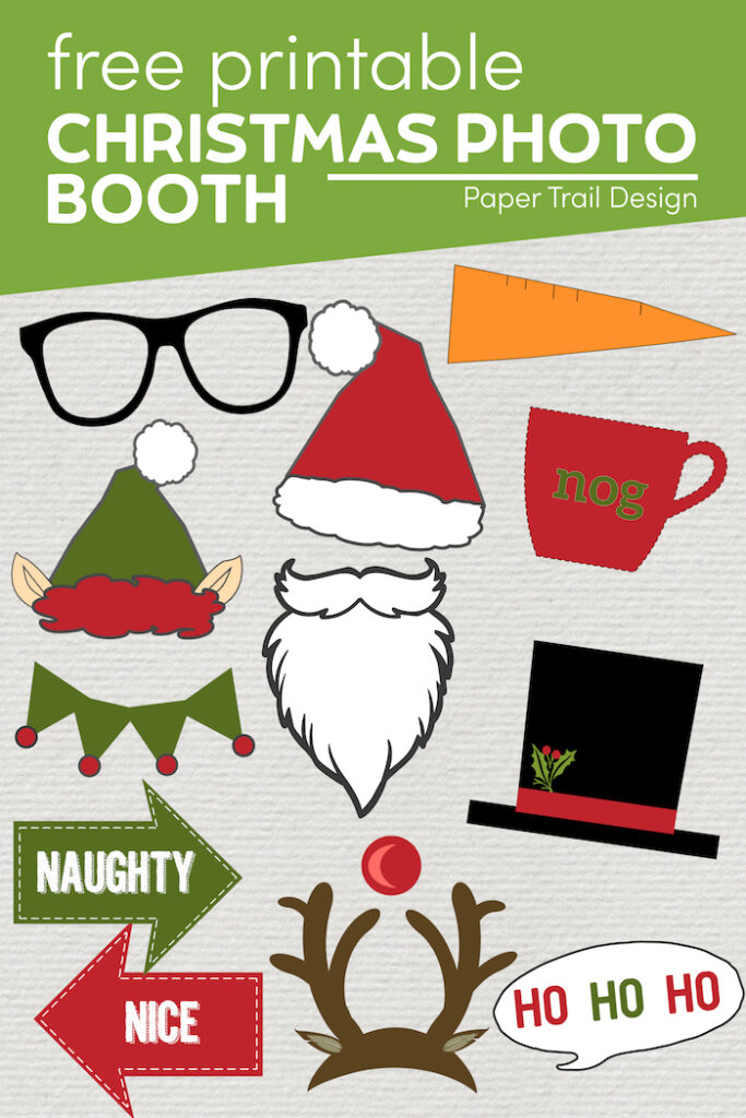 Free Christmas Photo Booth Props Printable - Paper Trail Design