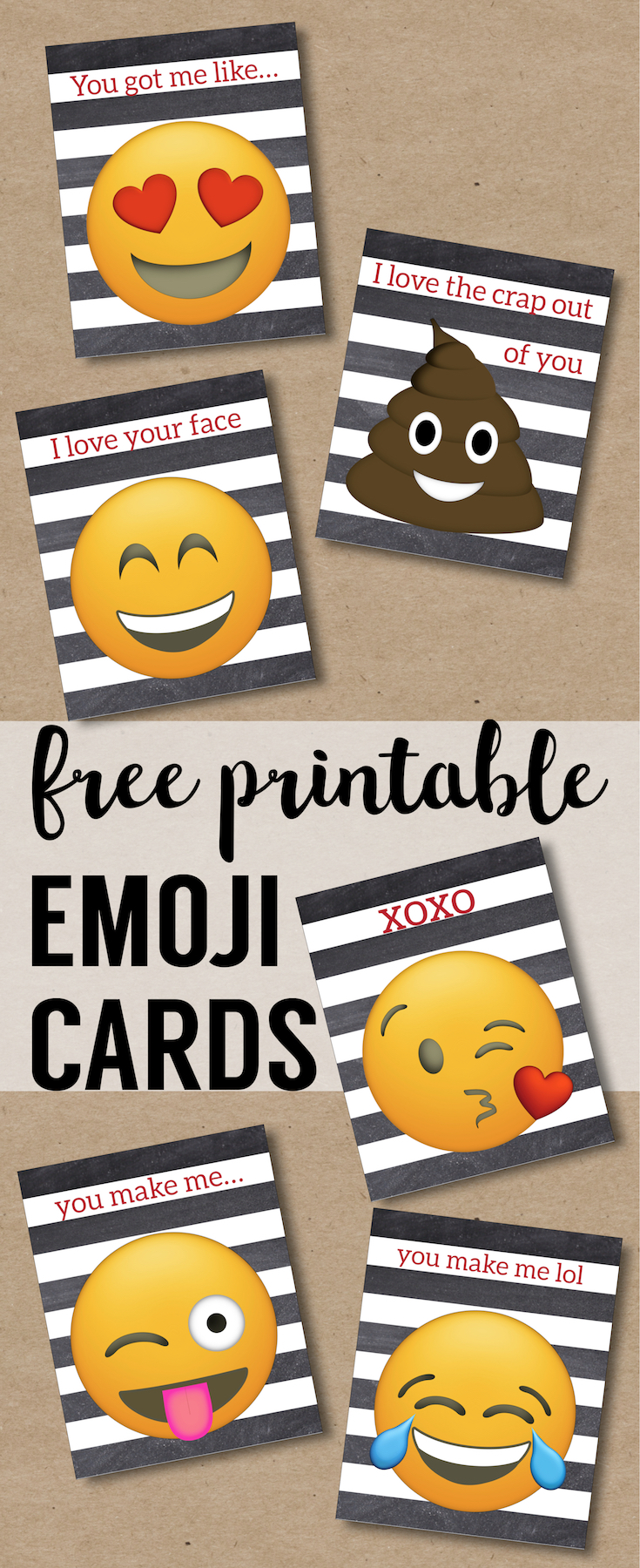 Printable Emoji Valentine Cards - Paper Trail Design