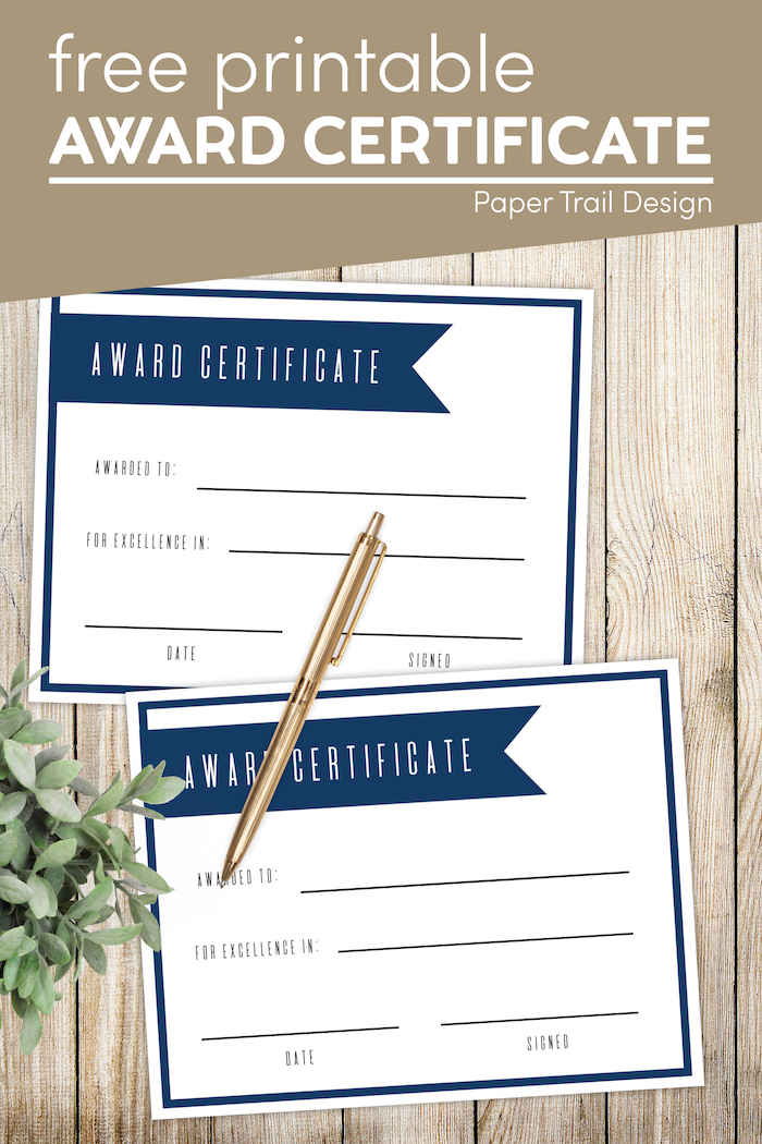 Free Printable Award Certificate Template - Paper Trail Design