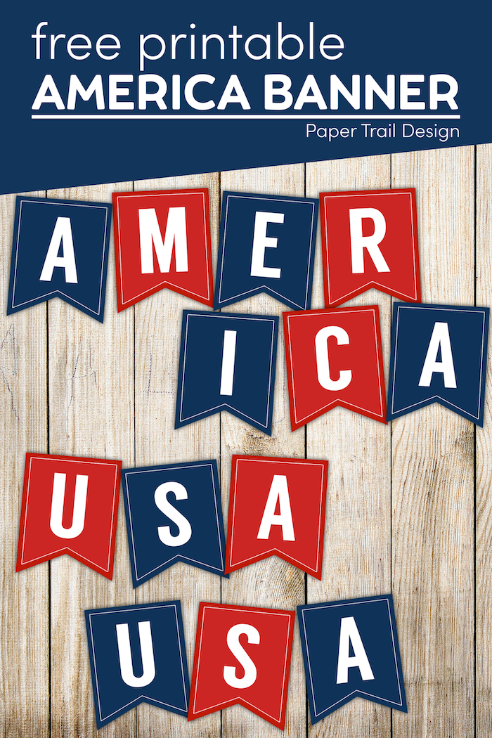 USA America Banner Free Printable Decor - Paper Trail Design