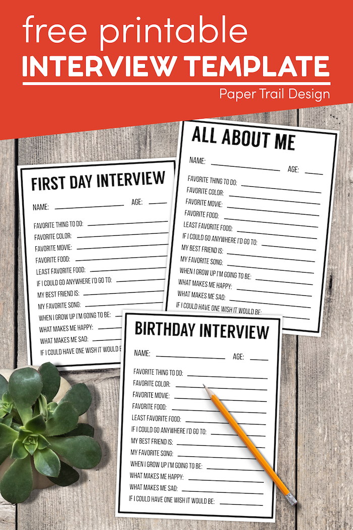 All About Me Printables {Interview Template} - Paper Trail Design