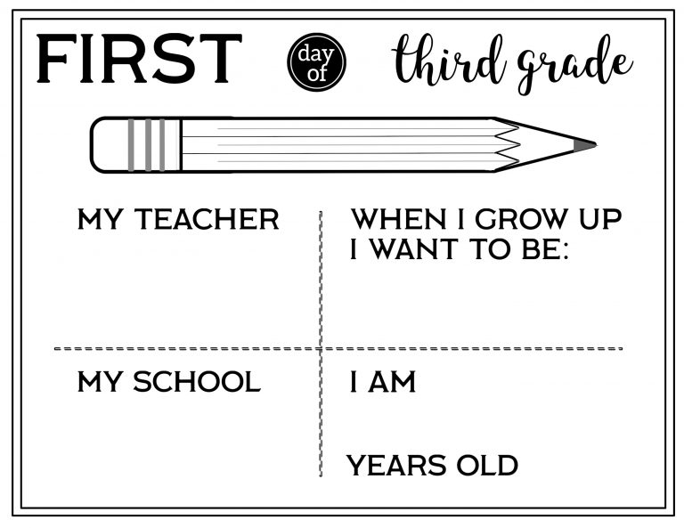 Free Printable First Day of School All About Me Sign - Paper Trail Design