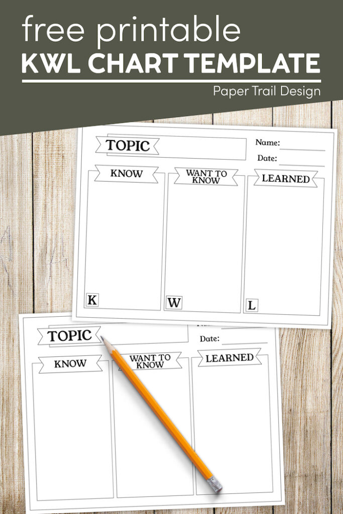 Free KWL Chart Printable Graphic Organizer - Paper Trail Design
