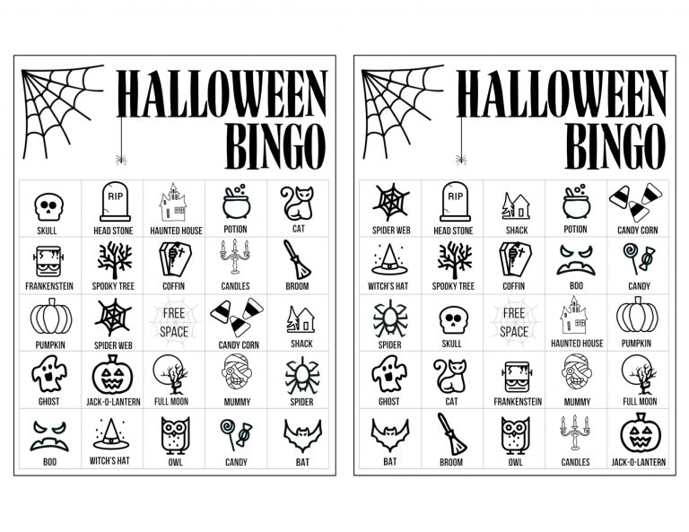 Halloween Bingo Printable Game Cards Template - Paper Trail Design