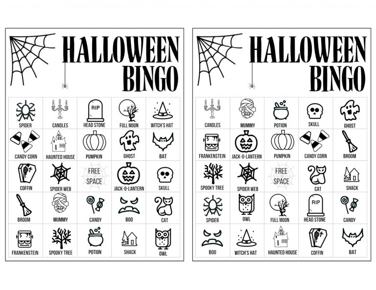 Halloween Bingo Printable Game Cards Template - Paper Trail Design
