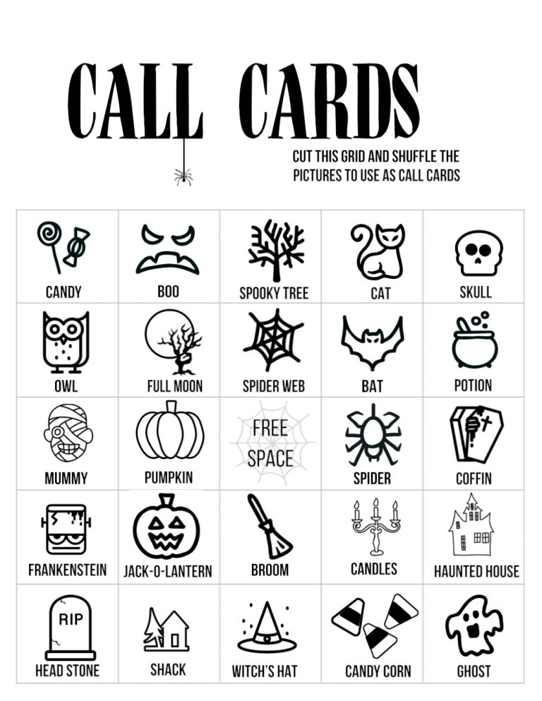 Halloween Bingo Printable Game Cards Template - Paper Trail Design
