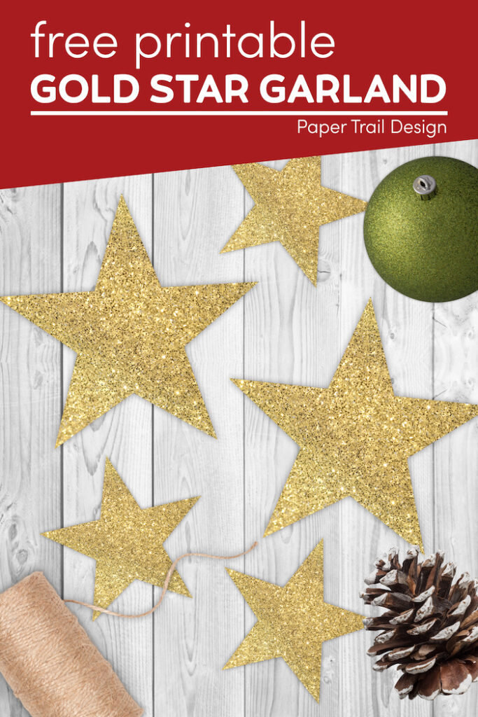 Gold Star Banner Christmas Garland Printable - Paper Trail Design