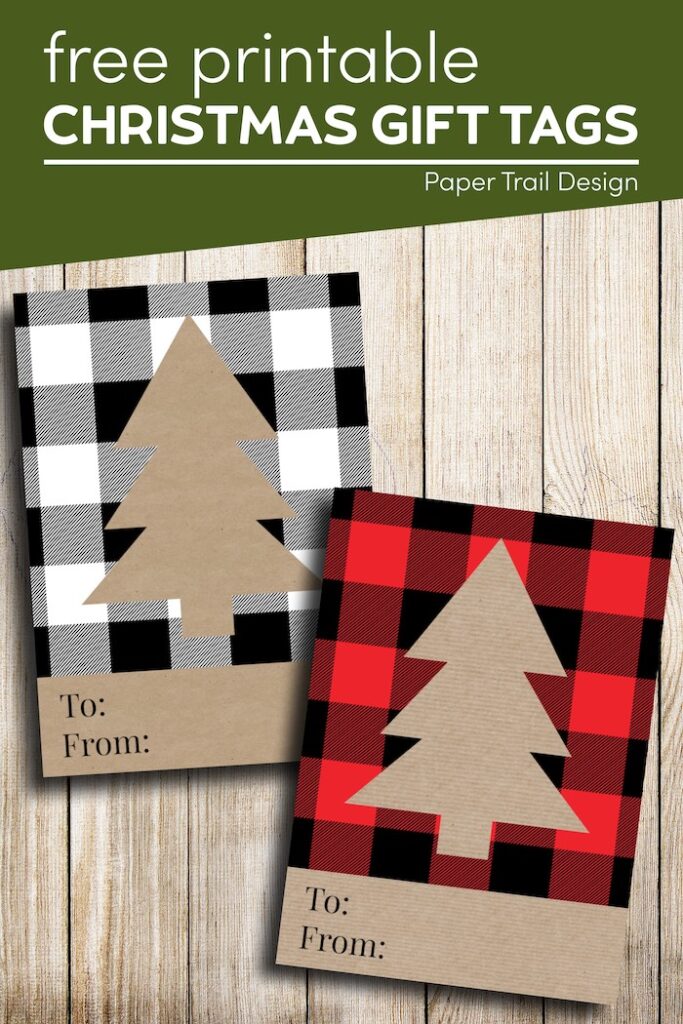 Rustic Plaid Christmas Tags Free Printable - Paper Trail Design