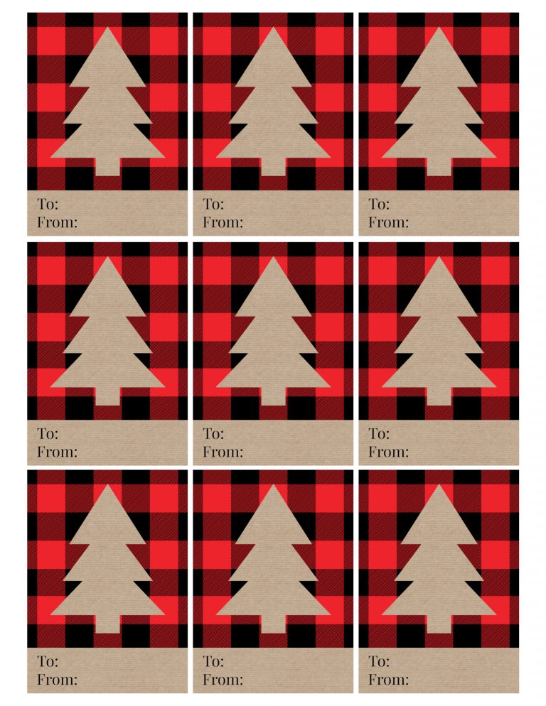 Rustic Plaid Christmas Tags Free Printable - Paper Trail Design