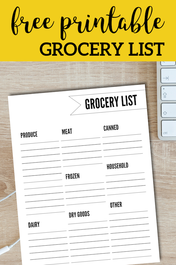 Free Printable Grocery List Template - Paper Trail Design