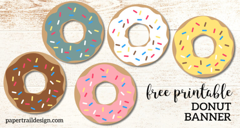 Free Printable Donut Banner Party Decor - Paper Trail Design