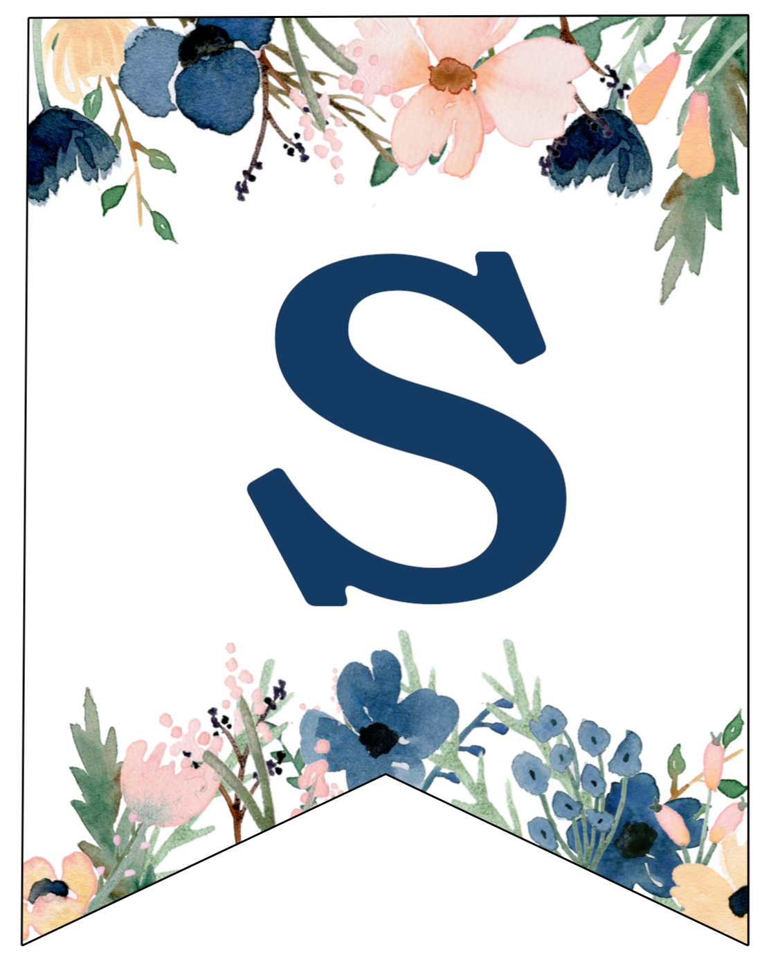 Blue & Pink Floral Banner Letters Free Printable | Paper Trail Design