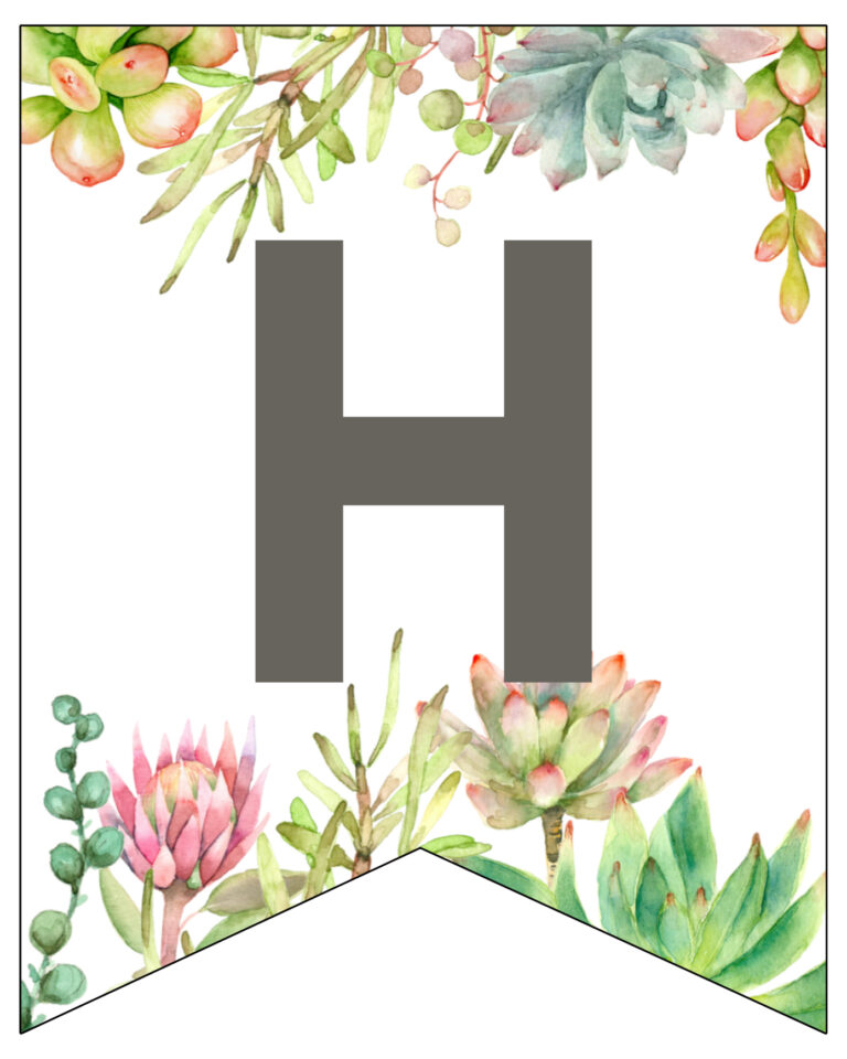 Succulent Free Printable Alphabet Banner Letters - Paper Trail Design
