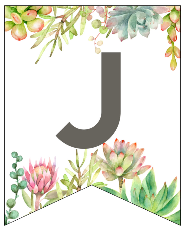 Succulent Free Printable Alphabet Banner Letters - Paper Trail Design