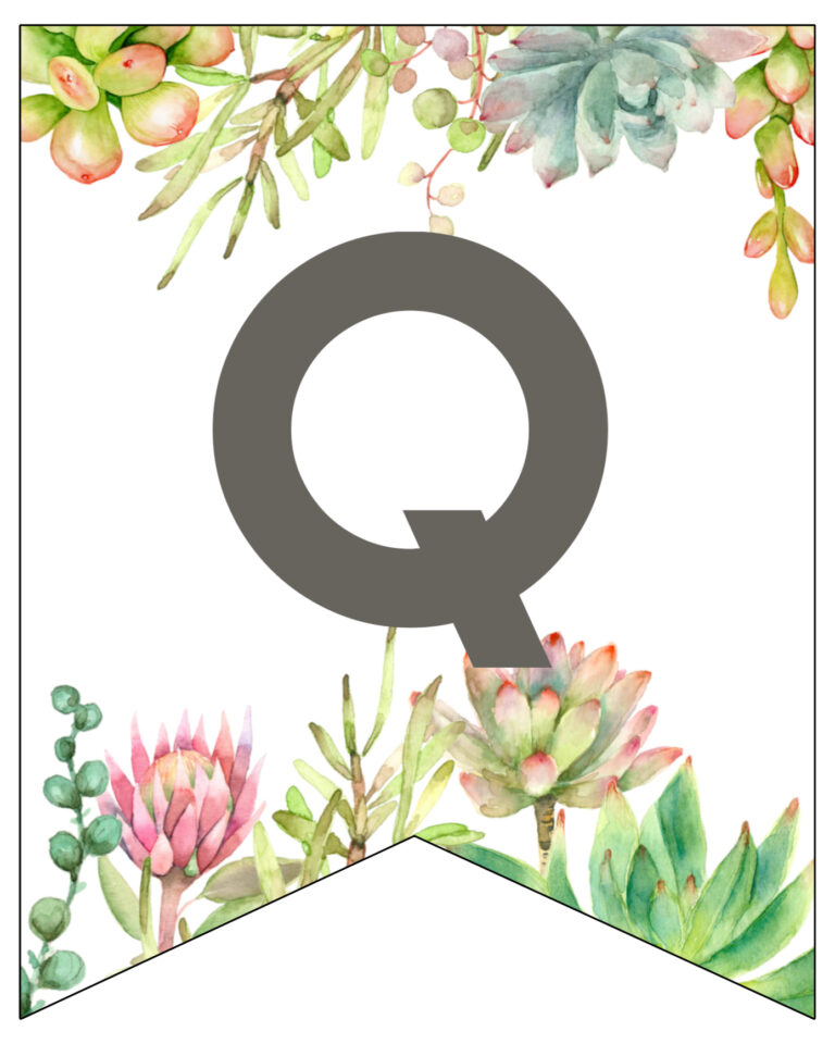 Succulent Free Printable Alphabet Banner Letters - Paper Trail Design