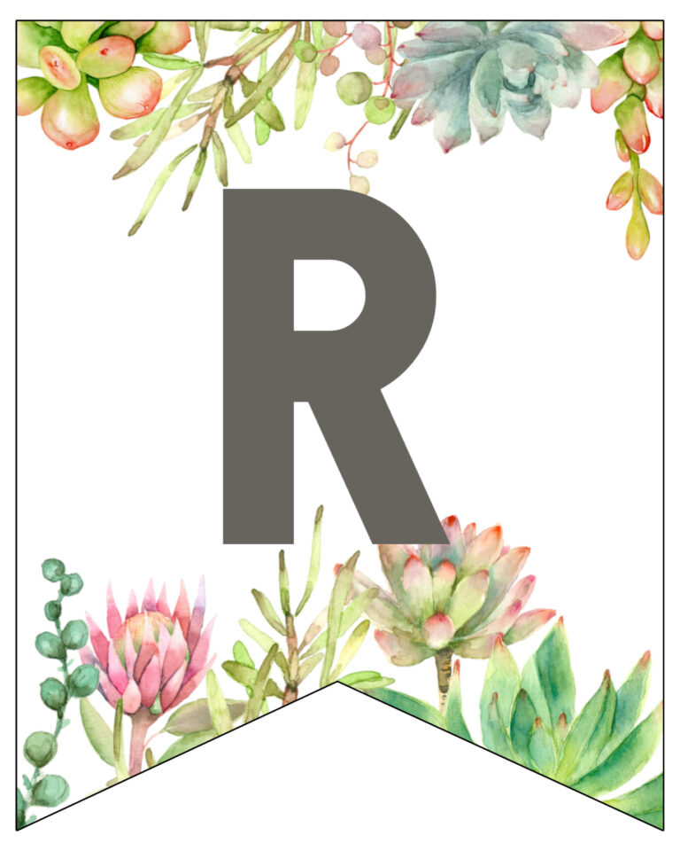Succulent Free Printable Alphabet Banner Letters - Paper Trail Design