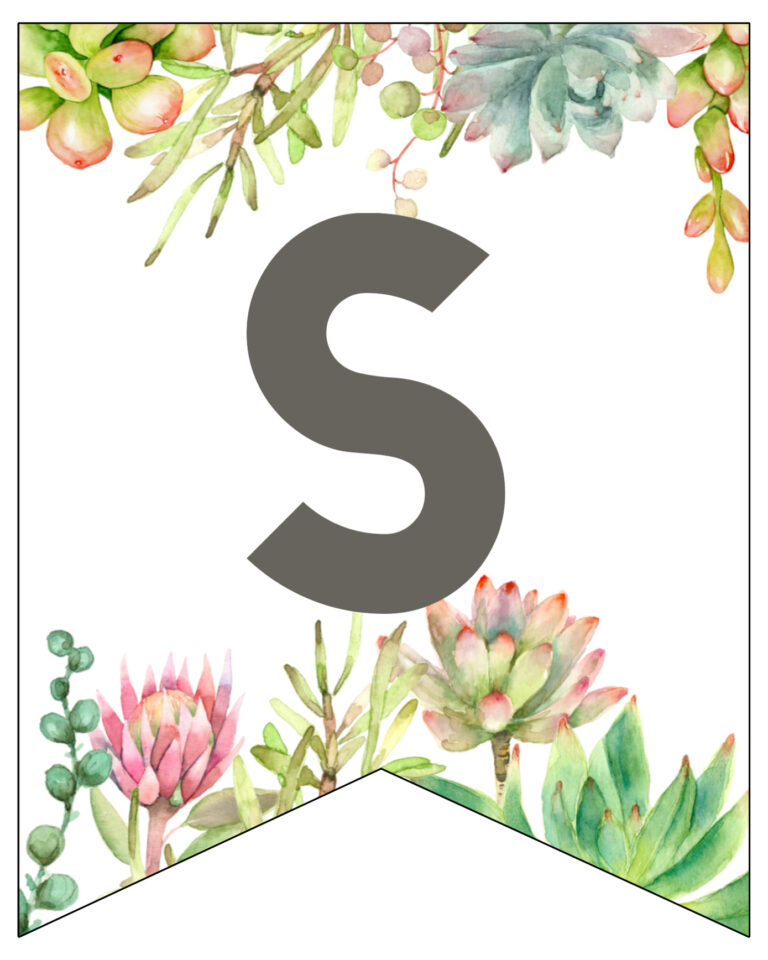 Succulent Free Printable Alphabet Banner Letters - Paper Trail Design