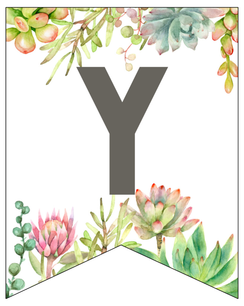 Succulent Free Printable Alphabet Banner Letters - Paper Trail Design