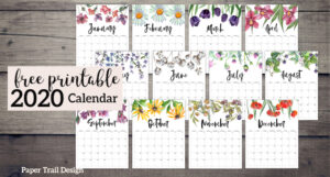 Free Printable Calendar 2019 - Floral - Paper Trail Design