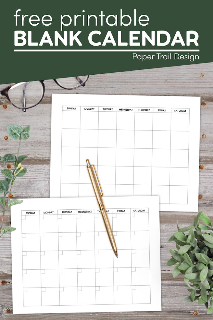 Free Printable Blank Calendar Template - Paper Trail Design