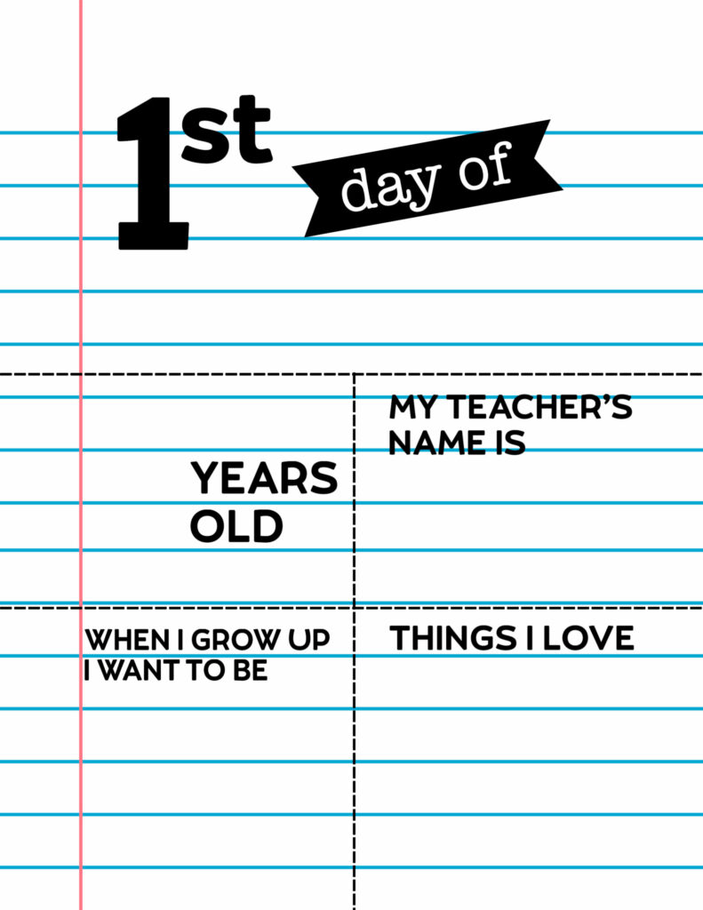 Editable First Day of School Signs - Notebook Paper - Paper Trail Design
