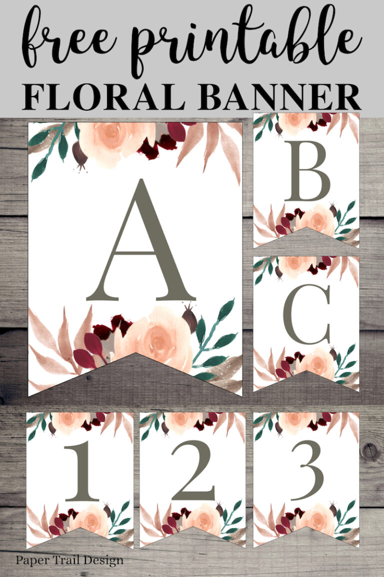Fall Floral Alphabet Banner Letters Free Printable - Paper Trail Design