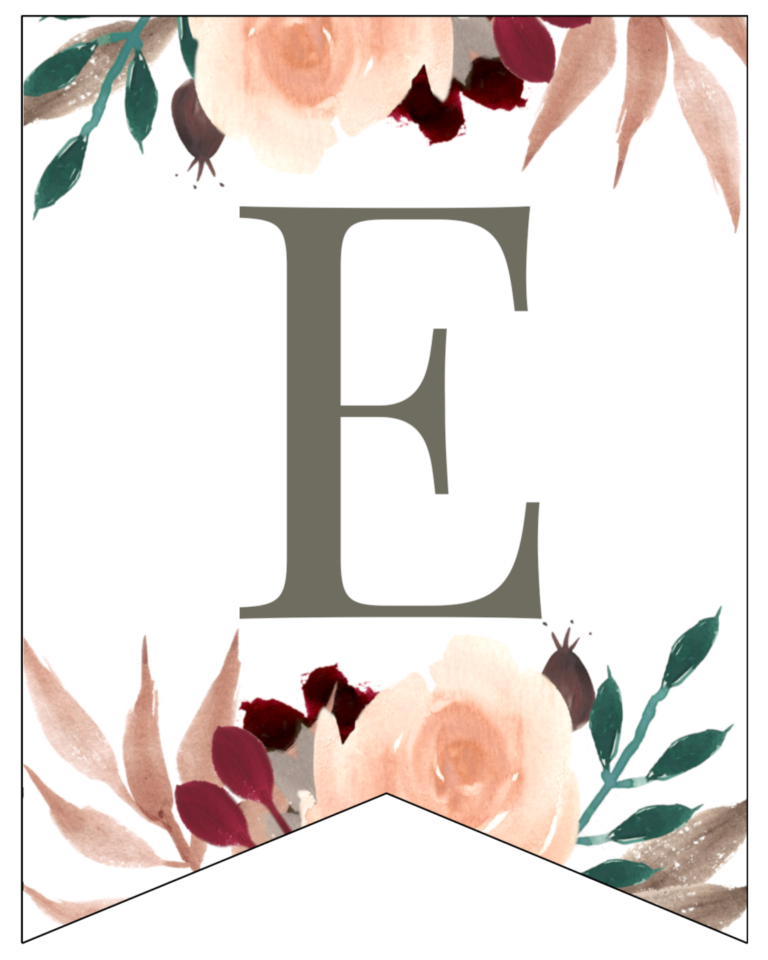 Fall Floral Alphabet Banner Letters Free Printable - Paper Trail Design