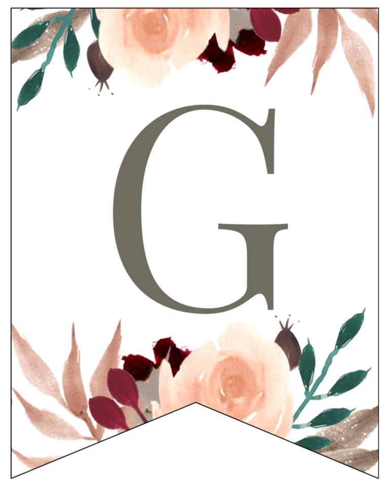 Fall Floral Alphabet Banner Letters Free Printable - Paper Trail Design