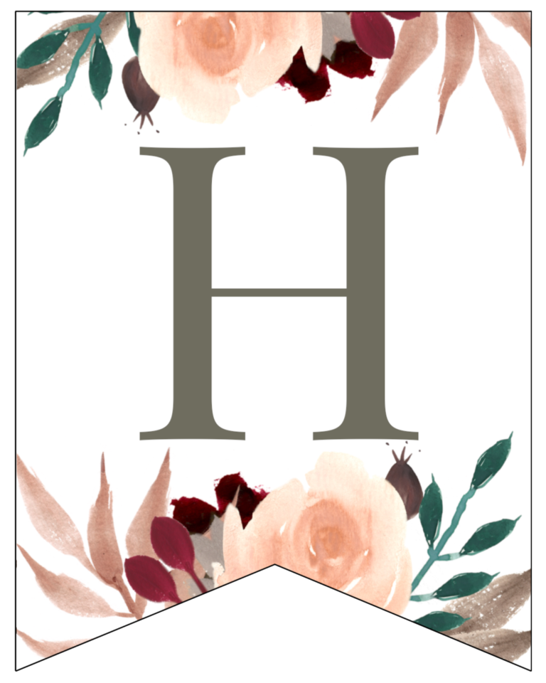 Fall Floral Alphabet Banner Letters Free Printable - Paper Trail Design