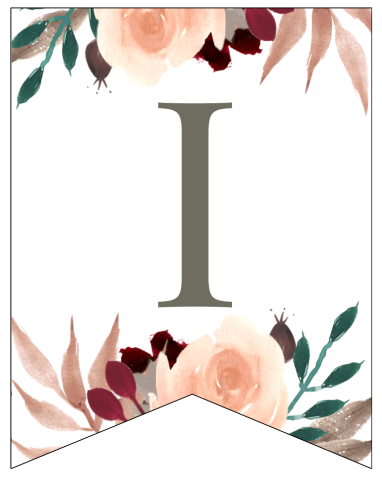 Fall Floral Alphabet Banner Letters Free Printable - Paper Trail Design