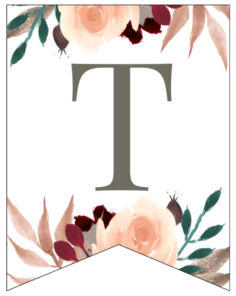 Fall Floral Alphabet Banner Letters Free Printable - Paper Trail Design