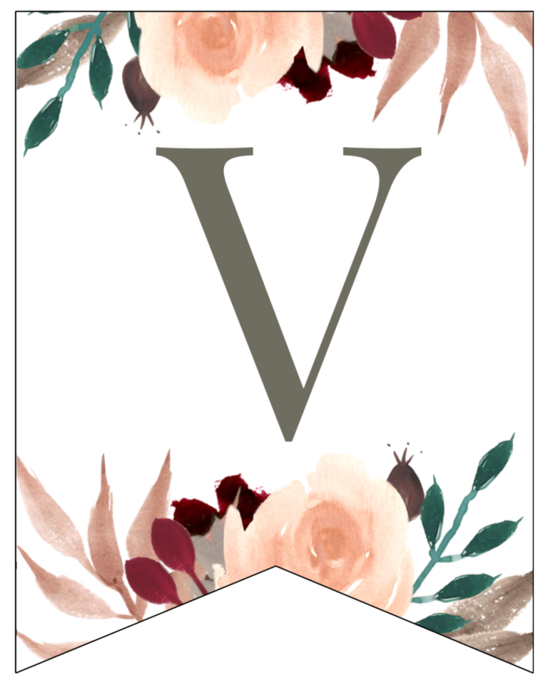 Fall Floral Alphabet Banner Letters Free Printable - Paper Trail Design