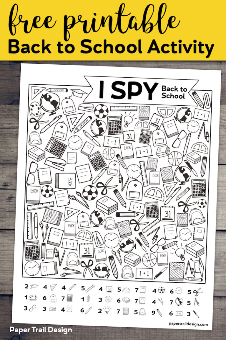 Free Printable I Spy Back to School Activity - Paper Trail Design
