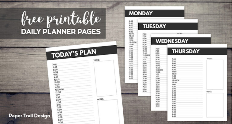 Daily Planner Printable Pages - Paper Trail Design