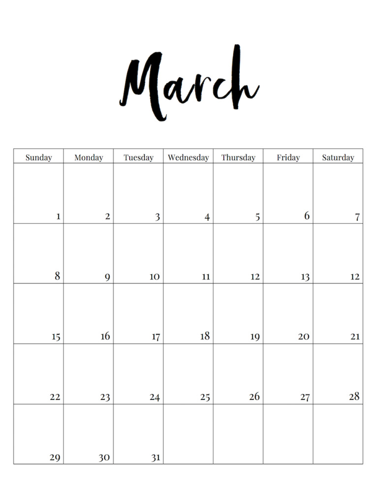 Free Printable 2020 Calendar Template Pages - Paper Trail Design