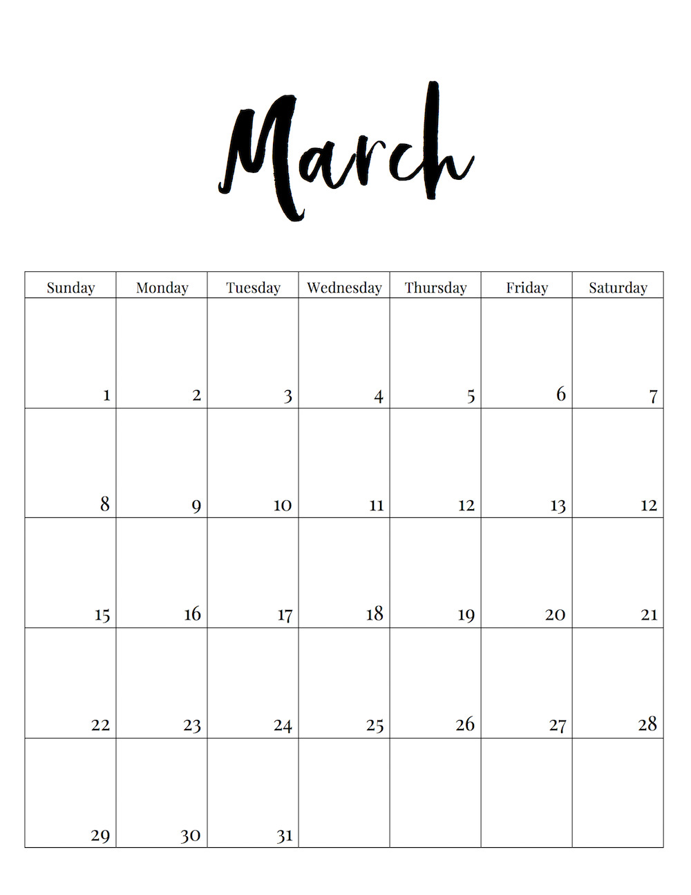 Free Printable 2020 Calendar Template Pages - Paper Trail Design