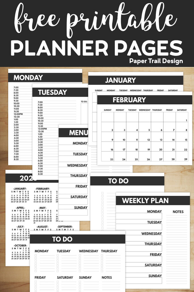 Free Printable Monthly Planner Pages Complete Set - Paper Trail Design