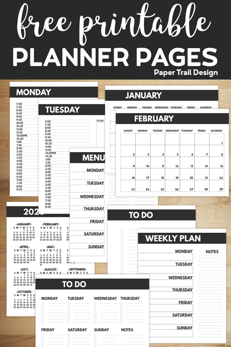 Free Printable Monthly Planner Pages Complete Set - Paper Trail Design