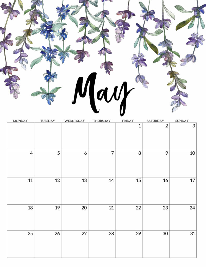 Free Printable 2020 Monday Start Calendar {Floral} - Paper Trail Design