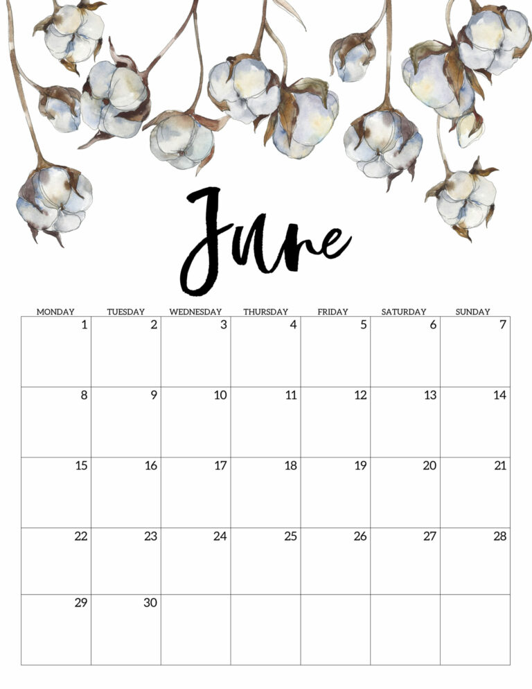 Free Printable 2020 Monday Start Calendar {Floral} - Paper Trail Design