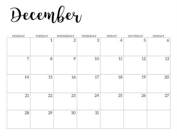 Free Printable 2020 Calendar - Monday Start - Paper Trail Design