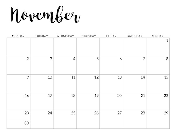 Free Printable 2020 Calendar - Monday Start - Paper Trail Design