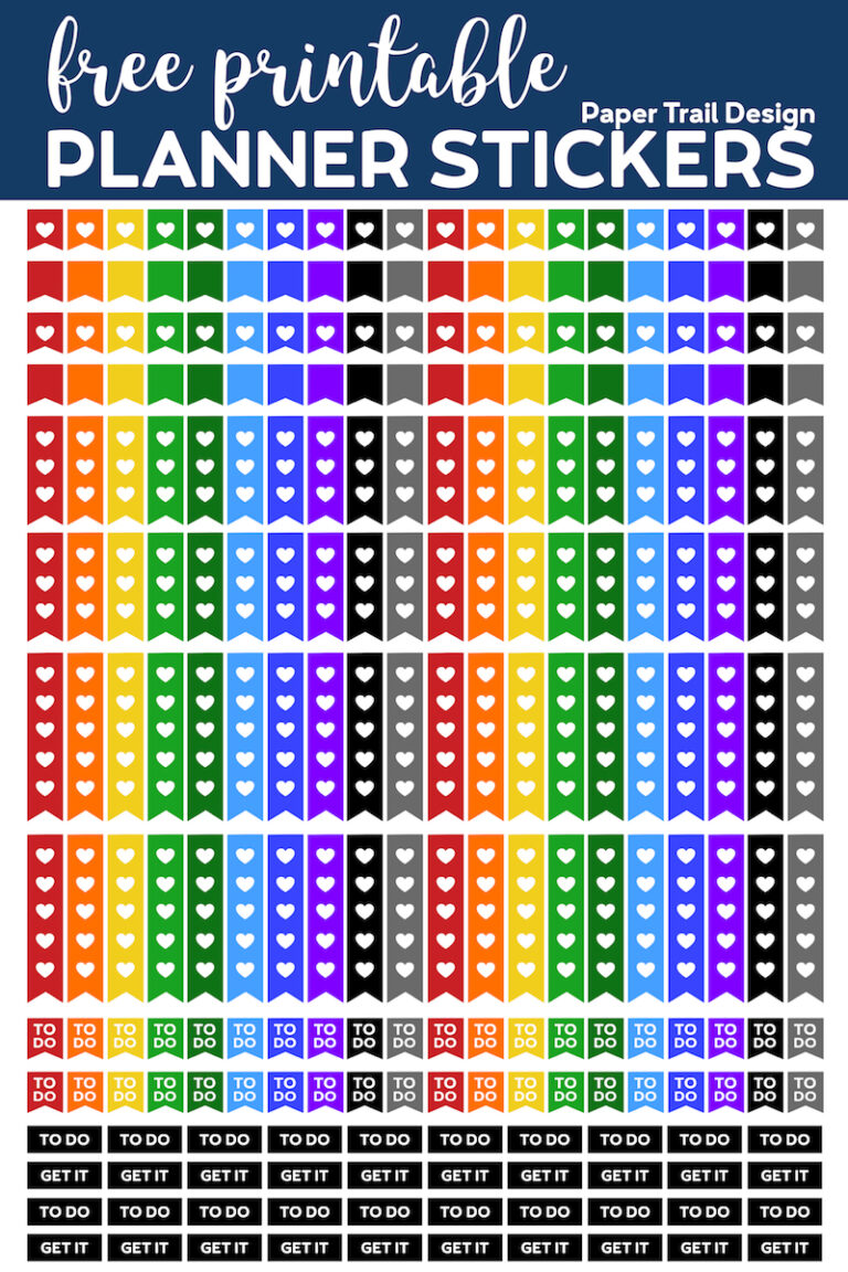 Free Printable Rainbow Planner Stickers - Paper Trail Design